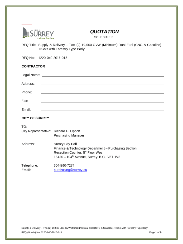 RFQ Title:Supply & Delivery - Two (2) 19,500 GVW (Minimum) Dual Fuel ...