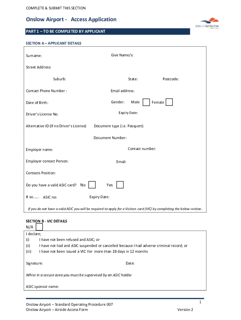 Fillable Online 007 - Access Application Form (draft) Fax Email Print ...