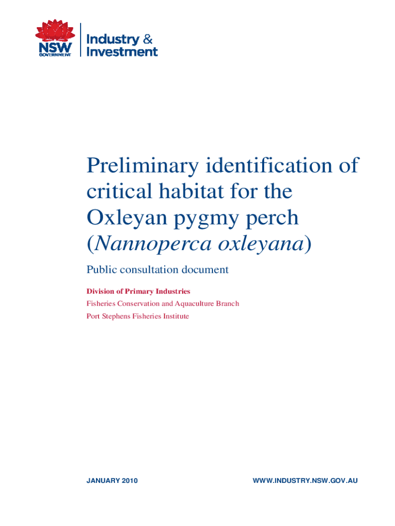 Fillable Online Preliminary identification of critical habitat for the ...