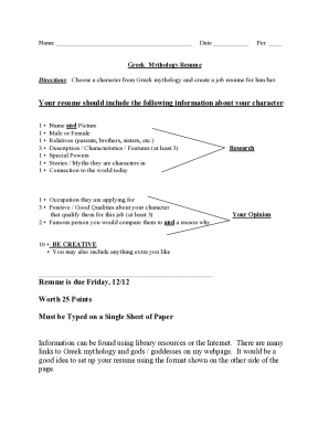 Fillable Online net archbold k12 oh Greek Mythology: AssignmentResume ...