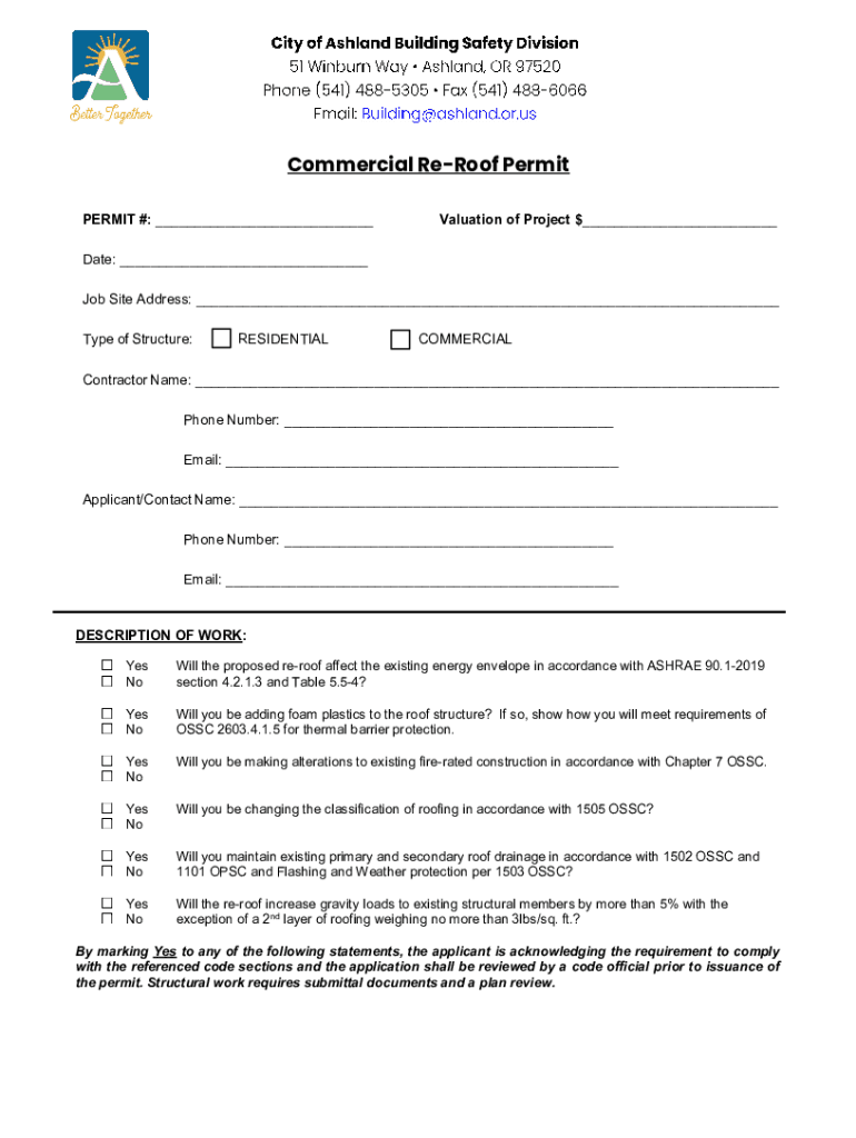 Fillable Online Commercial Re-Roof Application Form Fax Email Print ...