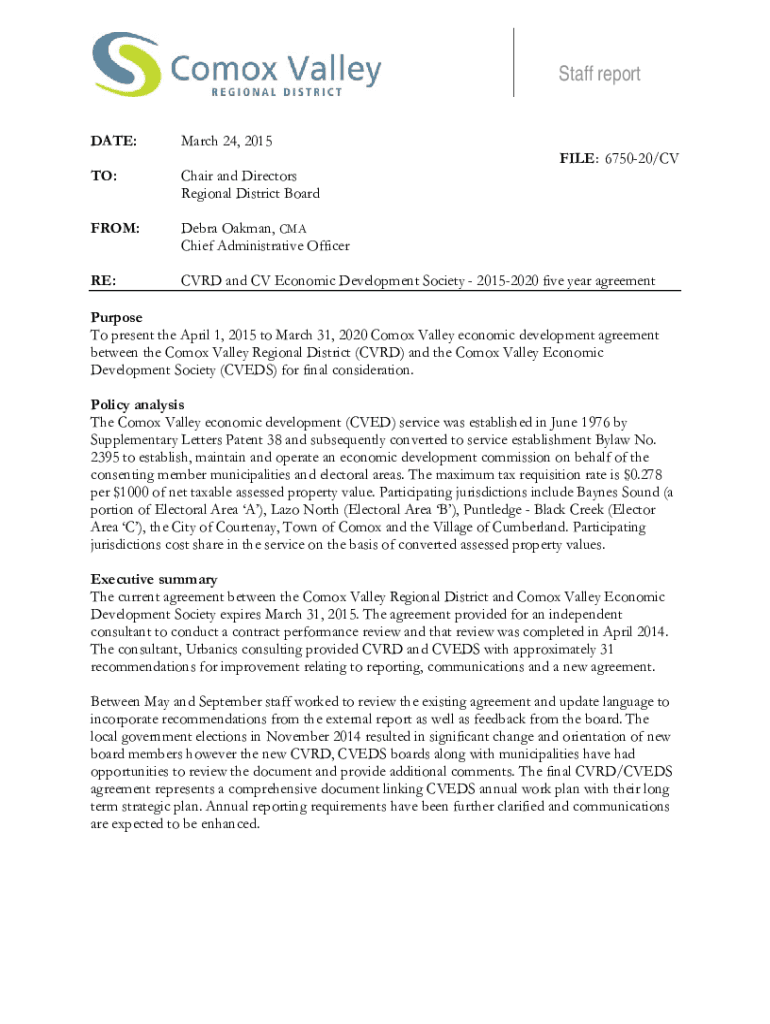 Fillable Online CVRD and CV Economic Development Society - 2015-2020 ...