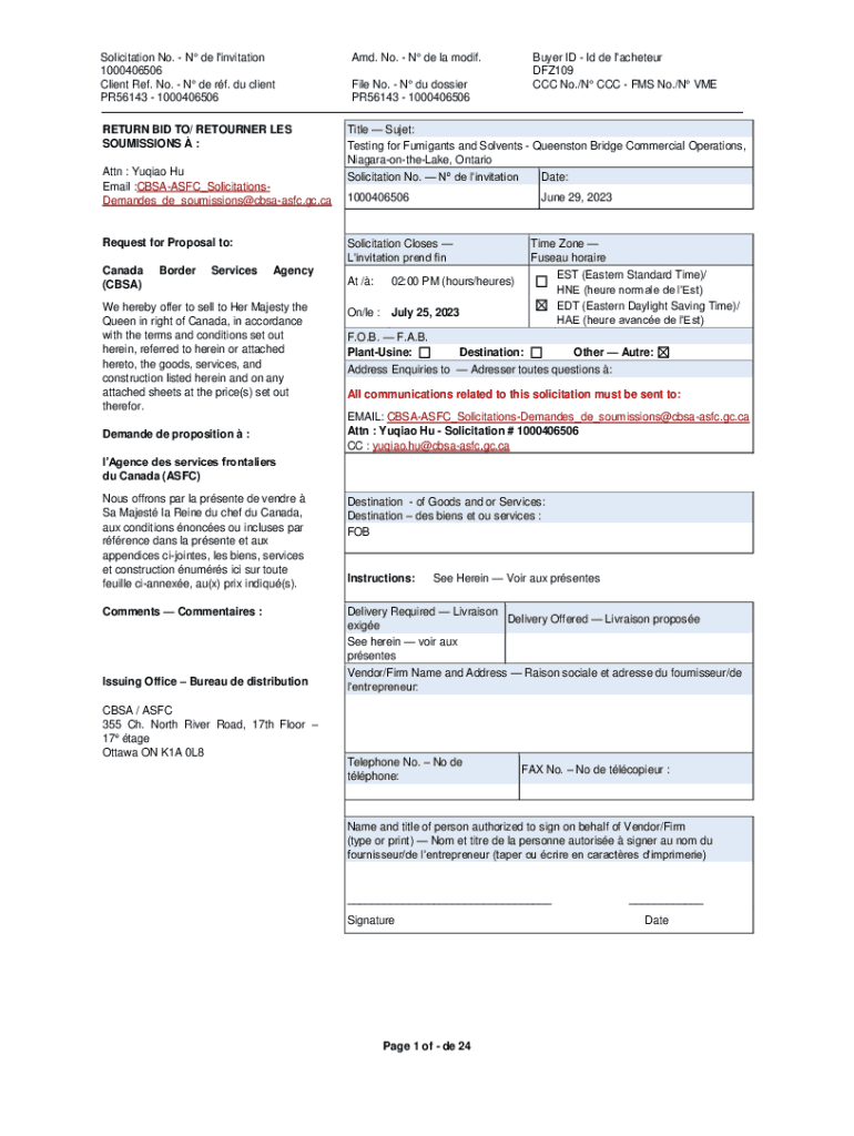 Fillable Online Email :CBSA-ASFCSolicitationsDemandesdesoumissionscbsa ...