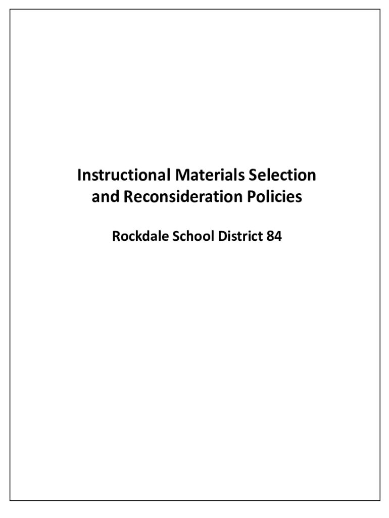 Fillable Online Instructional Materials Selection and Reconsideration ...