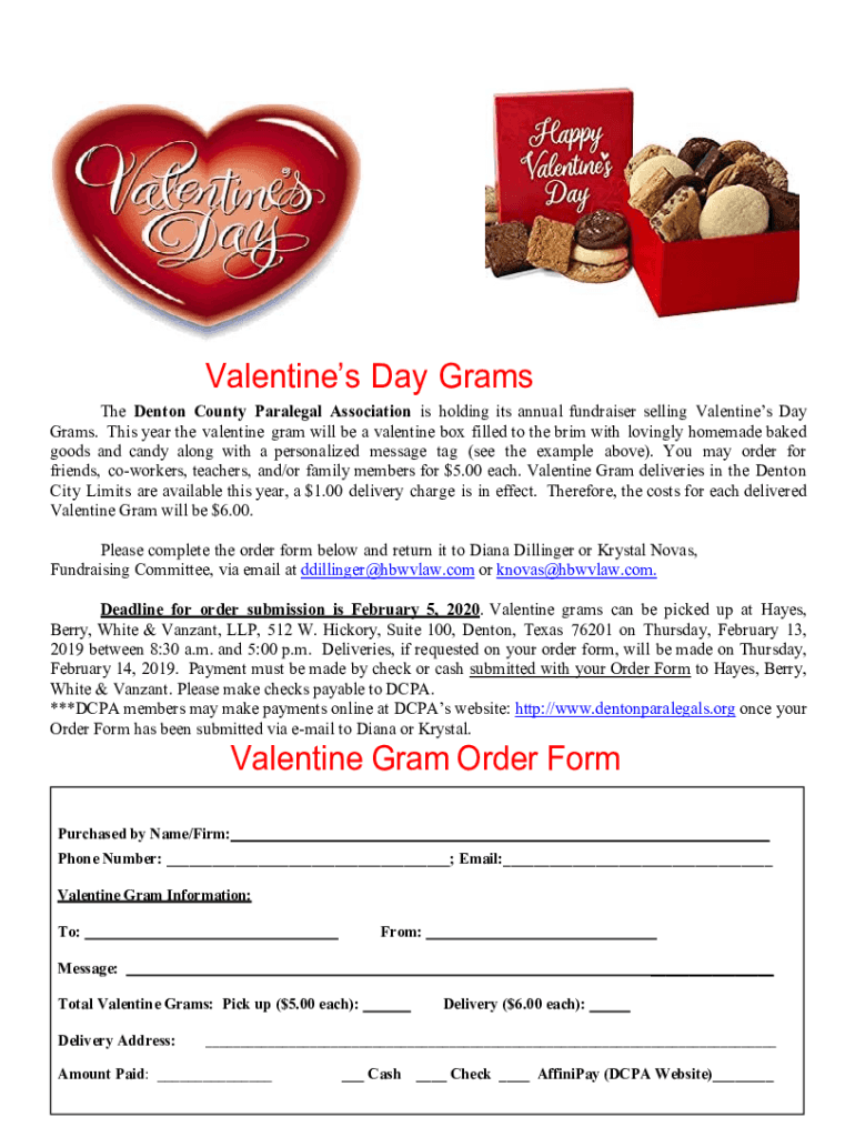 Fillable Online 20201231 Valentines Day Gram Order Form Fax Email Print ...