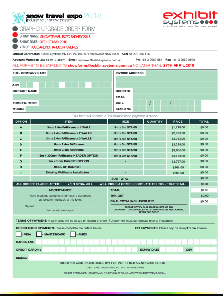 Fillable Online GRAPHIC UPGRADE ORDER FORM Fax Email Print - pdfFiller
