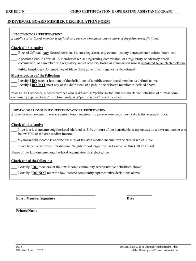 Fillable Online Individual Board Member Certification Form Fax Email ...