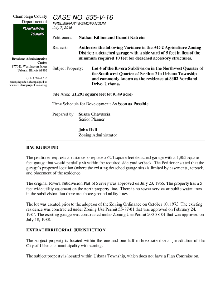 Fillable Online Department of Planning and Zoning - Champaign County Fax Email Print - pdfFiller
