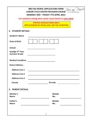 Fillable Online Bru Na Pairce Application Form - Junior Cycle 2023 v3 ...