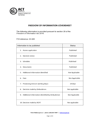 Fillable Online FOI reference: 23-028 Fax Email Print - pdfFiller