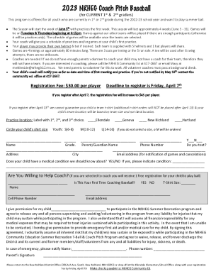 Fillable Online coach-pitch reg. form.docx Fax Email Print - pdfFiller