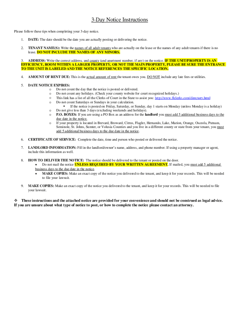 Fillable Online Everything You Need To Know About A 3 Day Notice ...