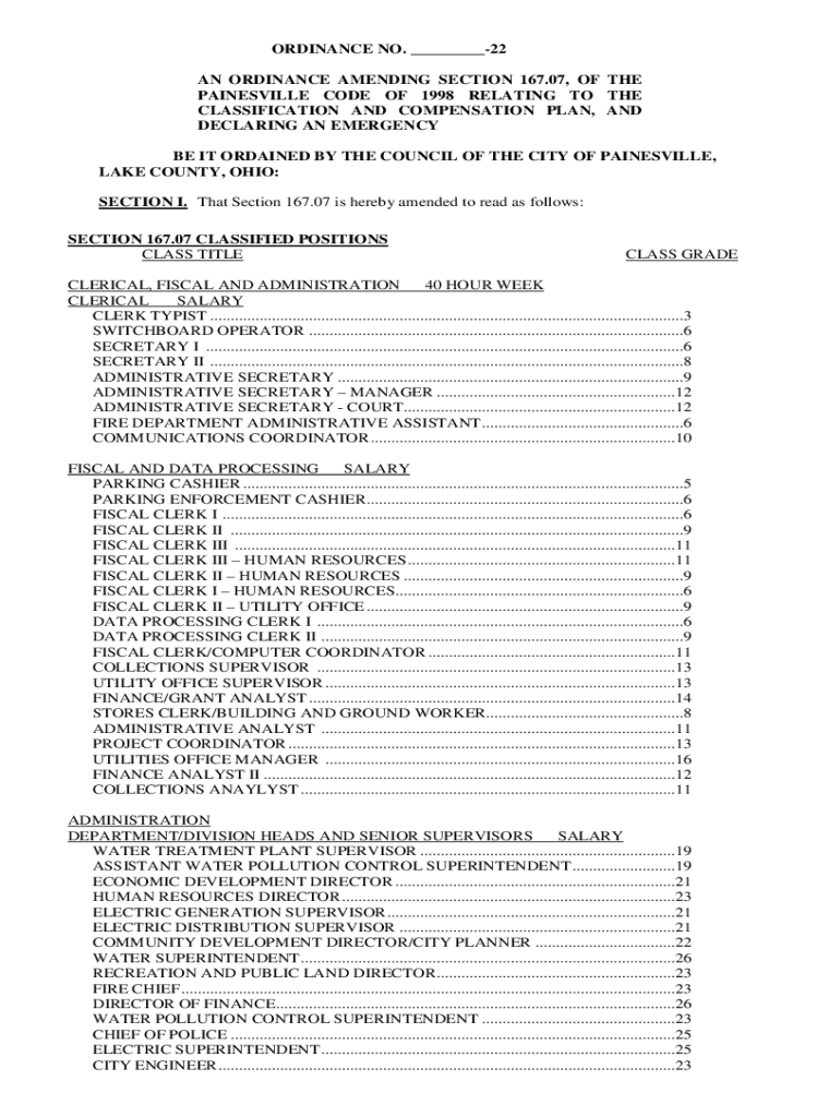 Fillable Online 22 AN ORDINANCE AMENDING SECTION 167.07, OF THE ... Fax Email Print - pdfFiller