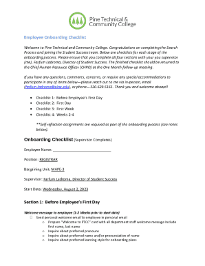 Fillable Online Free Onboarding Checklists and Templates Fax Email ...