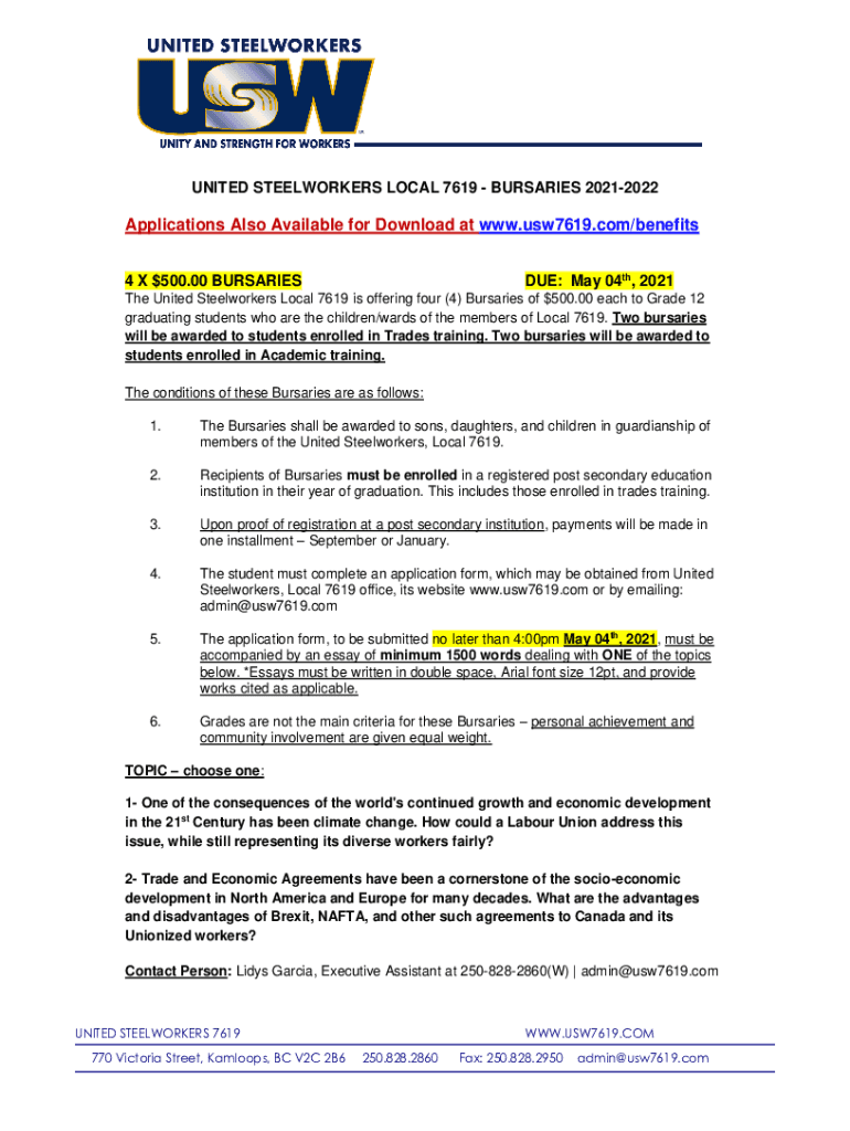 Fillable Online llss sd73 bc USW Local 7619Teck Highland Valley Copper ...