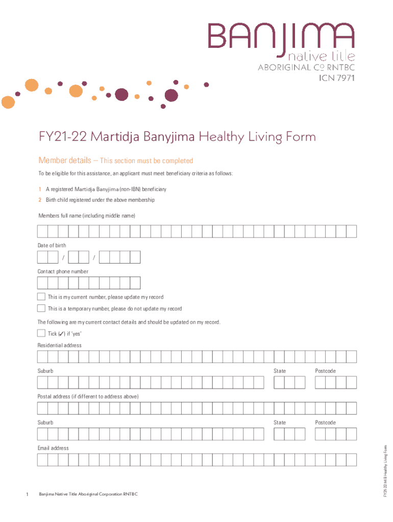 Fillable Online FY21-22 Martidja Banyjima Medical and Wellbeing Form ...