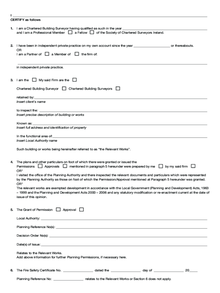 Fillable Online Part Service Chartered Building Surveyor's Certificate ... Fax Email Print ...