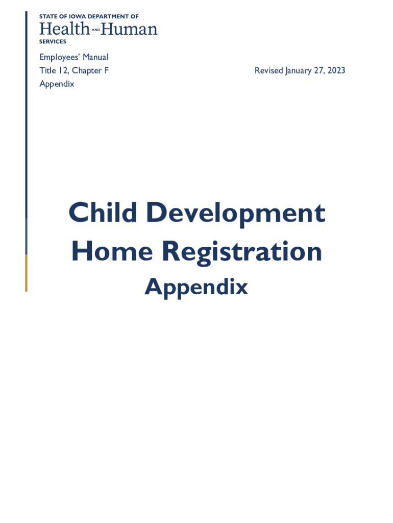 Fillable Online 12-F Appendix, Child Development Home Registration ...