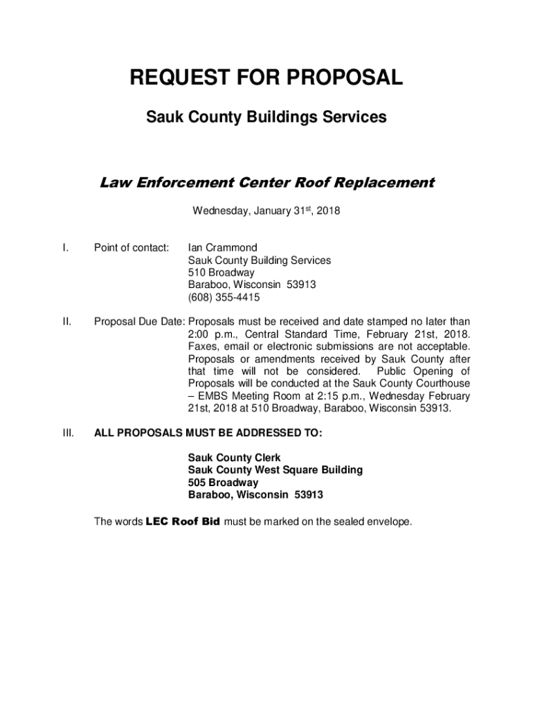 Fillable Online Request For Proposal -- Professional Services - Sauk County Fax Email Print ...