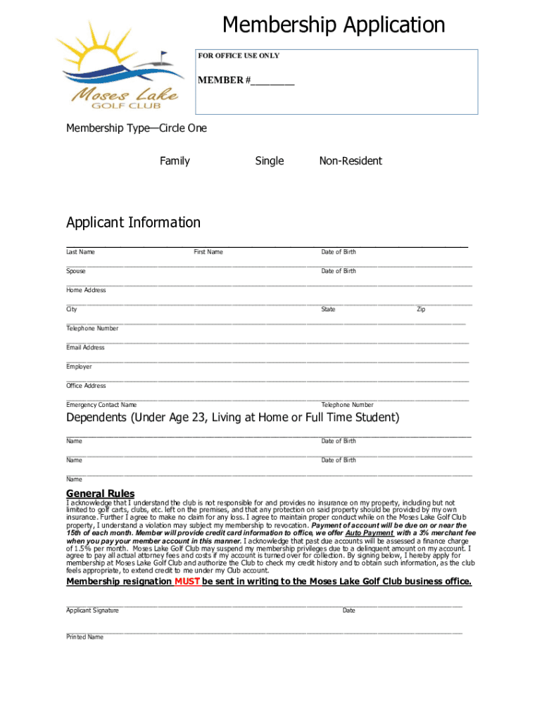 Fillable Online 51+ SAMPLE Membership Application Forms in PDF Fax ...