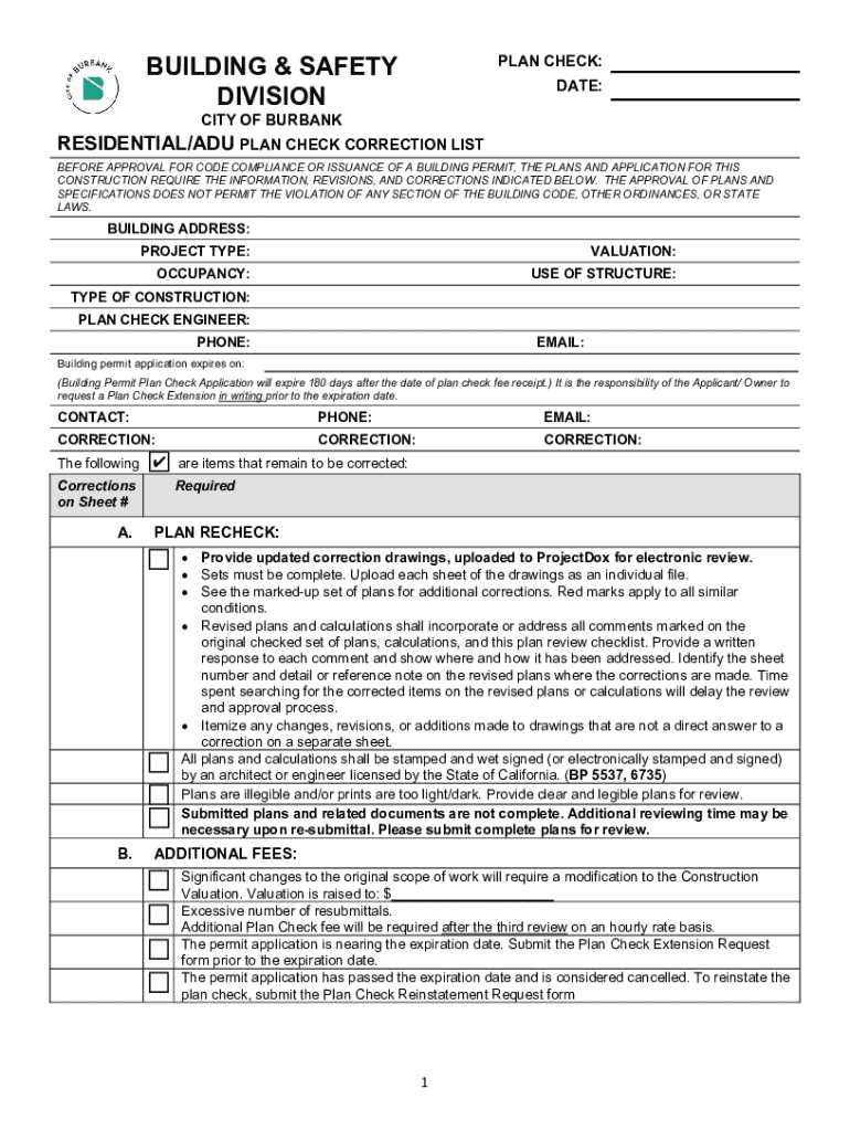 Fillable Online PLAN CHECK: Fax Email Print - pdfFiller