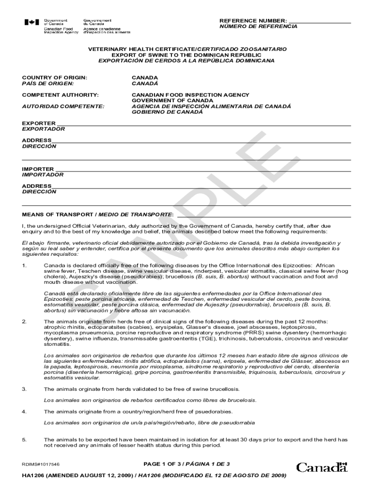 Completable En línea international health certificate to export ...
