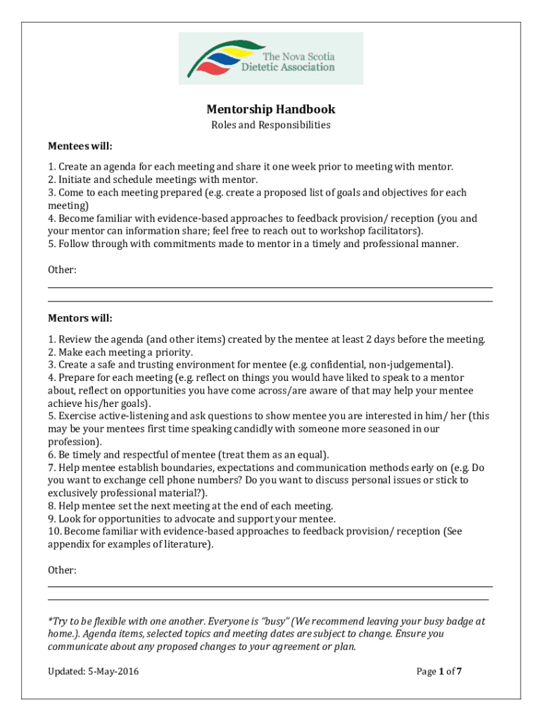Fillable Online Mentoring worksheets for your next meeting Fax Email ...