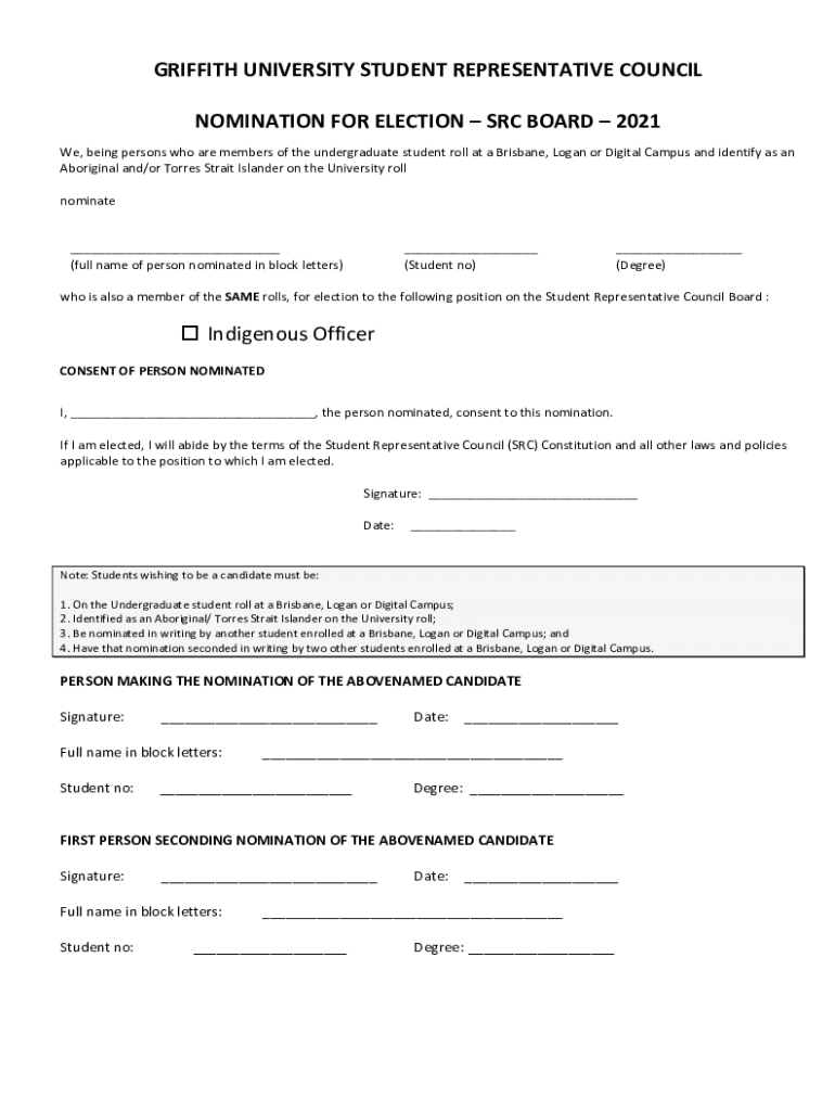 Fillable Online Student Elections - Staff Portal - Griffith University Fax Email Print - pdfFiller