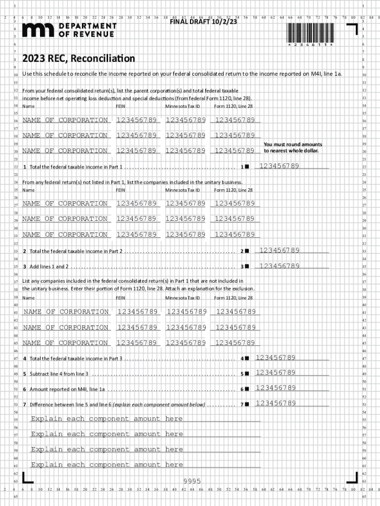 Fillable Online 2023 Form REC, Reconciliation. Form REC, Reconciliation ...
