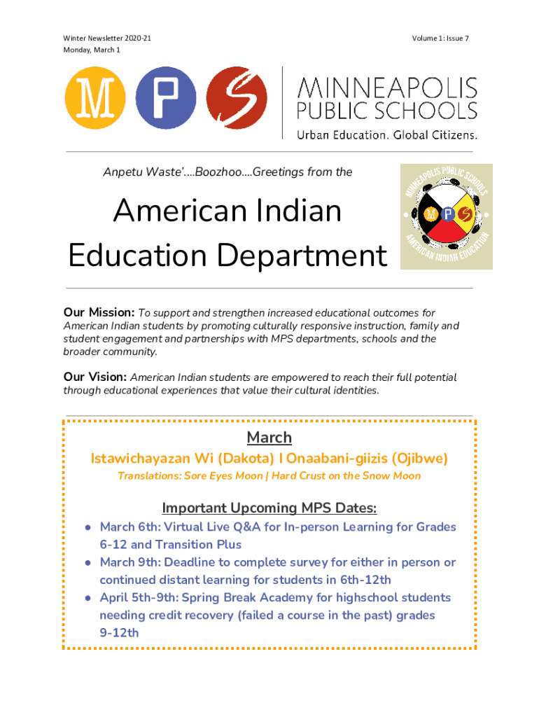 Fillable Online indianed mpls k12 mn American Indian Education ...