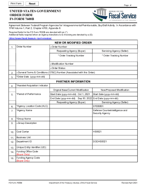 Fillable Online United States Government Order Form - FS Form 7600B ...