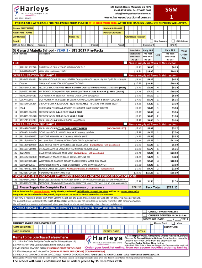 Fillable Online SGM PRICING SPREADSHEET MAI081116.xlsx Fax Email Print - pdfFiller