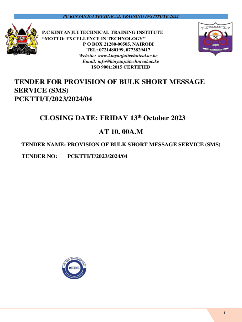 Fillable Online kinyanjuitechnical ac po box 21280-00505 nairobi - tel ...