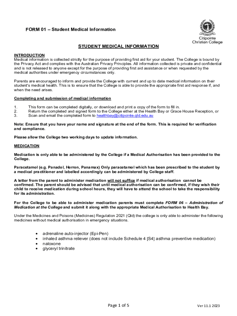 Fillable Online FORM-01-Student-Medical-Information-ver-11.1-2022 ...