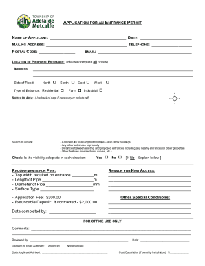 Fillable Online Application for an Entrance Permit Fax Email Print ...