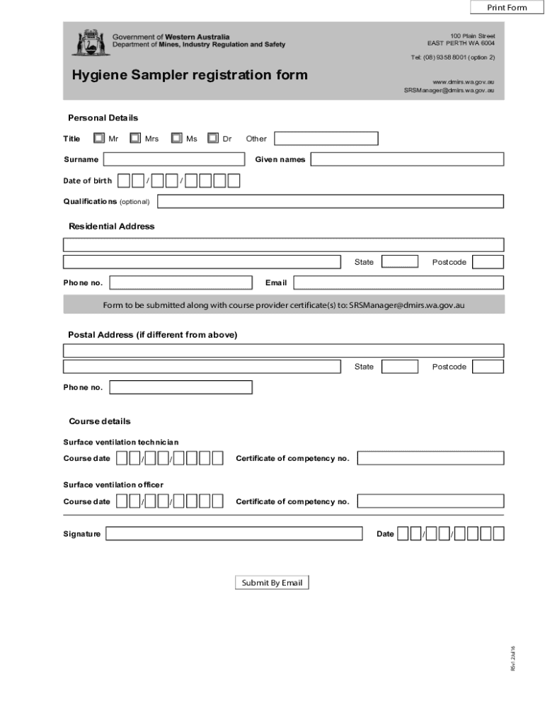 Fillable Online Department of Mines, Industry Regulation and Safety ...