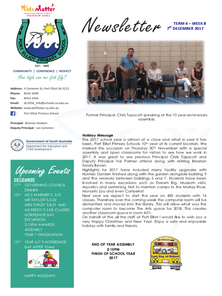 Fillable Online Former Principal, Chris Tapscott speaking at the 10 ...