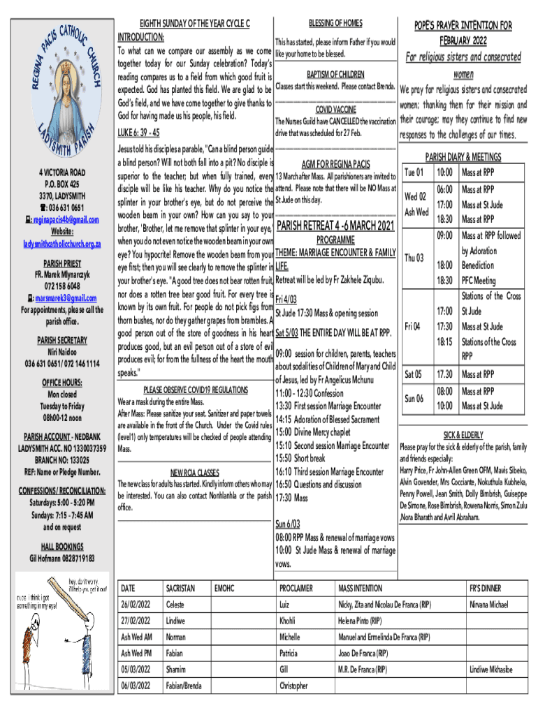 Fillable Online Reflections on the Lectionary Readings for Year A, B ...