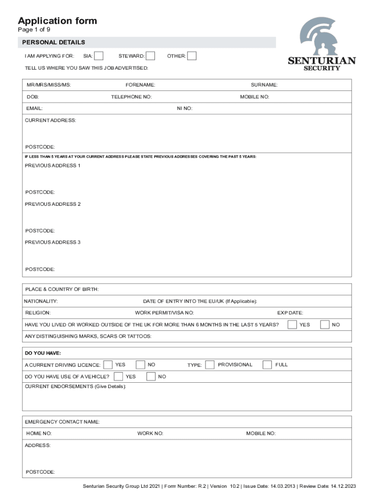Fillable Online How to fill in your SIA licence application form ...