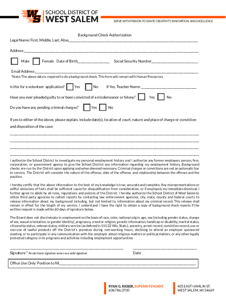 Fillable Online Background Check Authorization Form-10/30/23 Fax Email Print - pdfFiller
