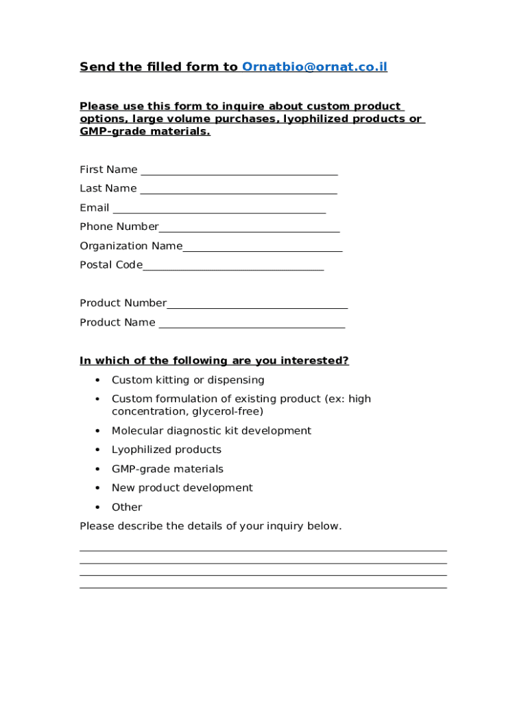 Customized Solutions- Molecular Biology Reagents - Ornat Doc Template | pdfFiller