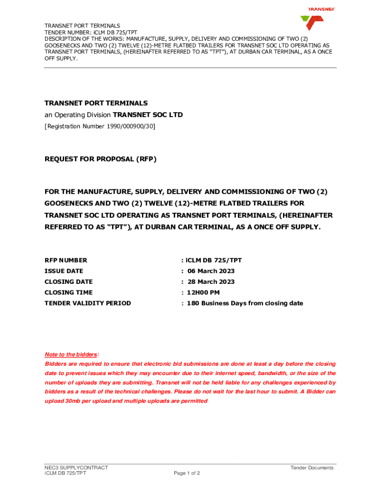 Fillable Online metre Flatbed Trailers for Transnet Soc Ltd Operating as ... Fax Email Print ...