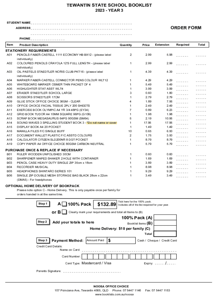 Fillable Online tewantinss eq edu TEWANTIN STATE SCHOOL Stationery ...