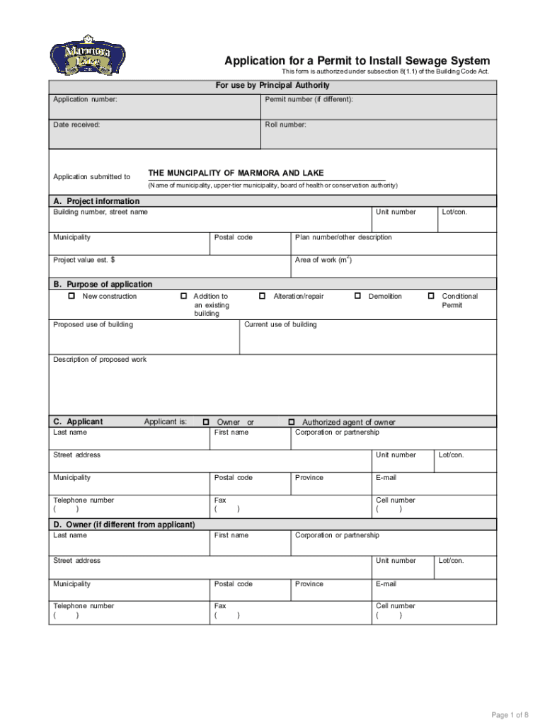 Fillable Online Class 2 & 3 Sewage System Permit Application Fax Email ...