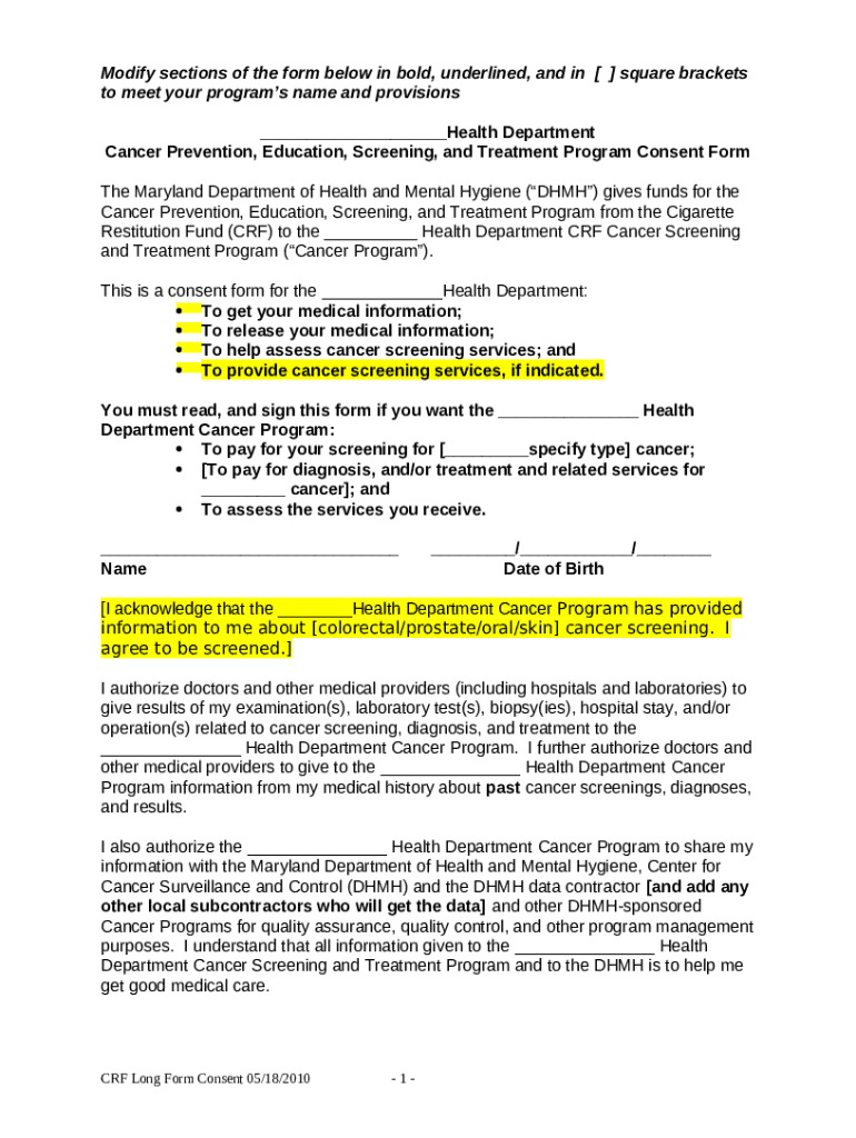 Heath Department Doc Template | pdfFiller