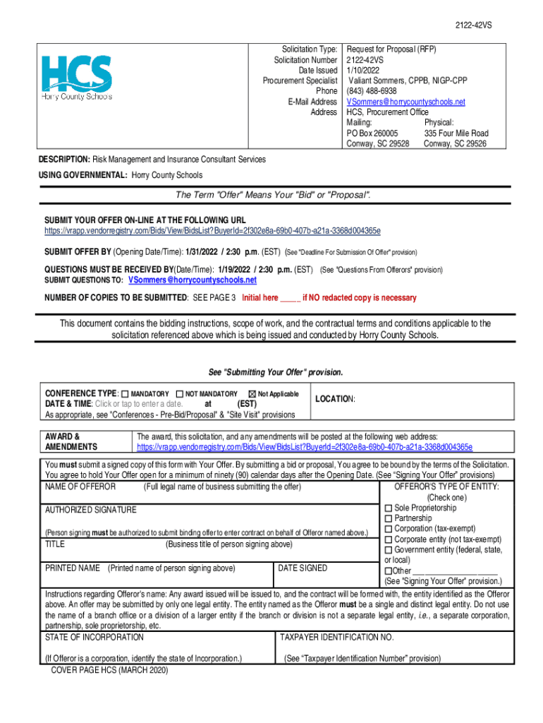 Fillable Online Solicitation Number Date Issued Procurement Specialist ...