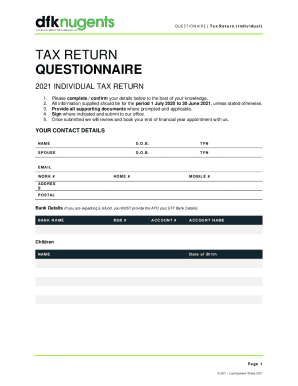 Fillable Online 2021 Individual Income Tax Checklist Fax Email Print ...