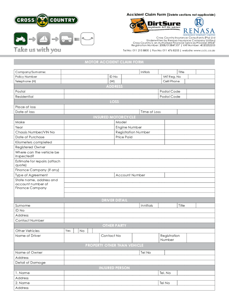 Fillable Online Insured Sketch Plans Smallcraft Claim Form - Ita Vero ...