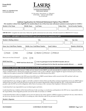 Fillable Online Judicial Application for Deferred Retirement Option ...