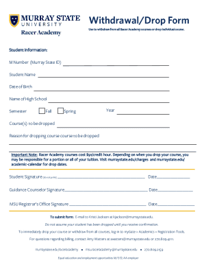 Fillable Online Withdrawal/Drop Form Fax Email Print - pdfFiller
